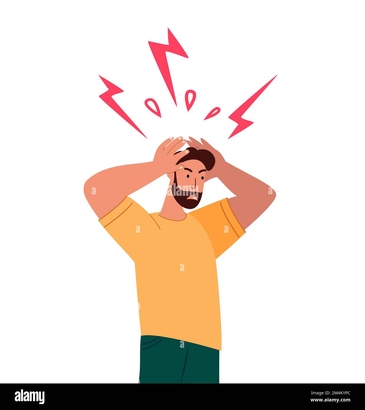 Furious Man Gnash Teeth with Flashes above Head,Feel Depression,Burnout ...