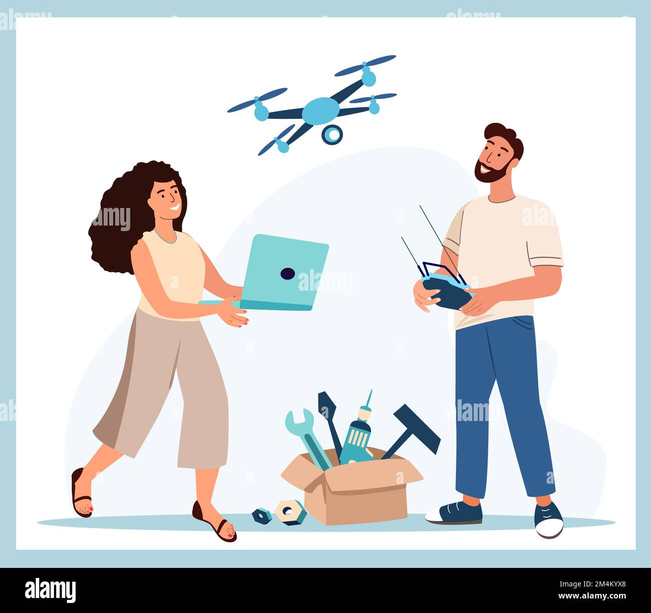 People Create Invention.Robotics Class.Computers Tech Landing Page ...