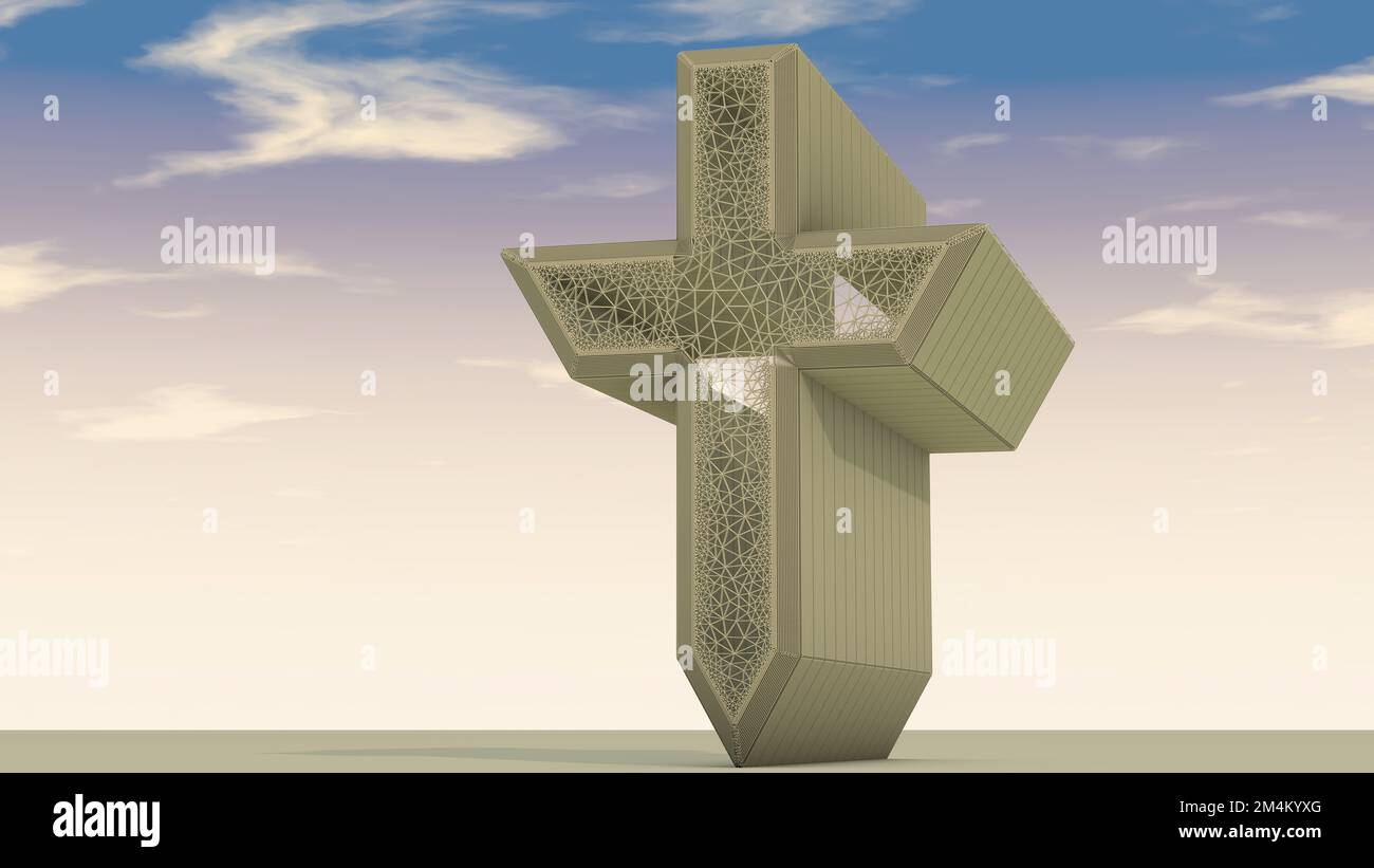 A 3D Illustration of an architectural structure based on a Christian ...