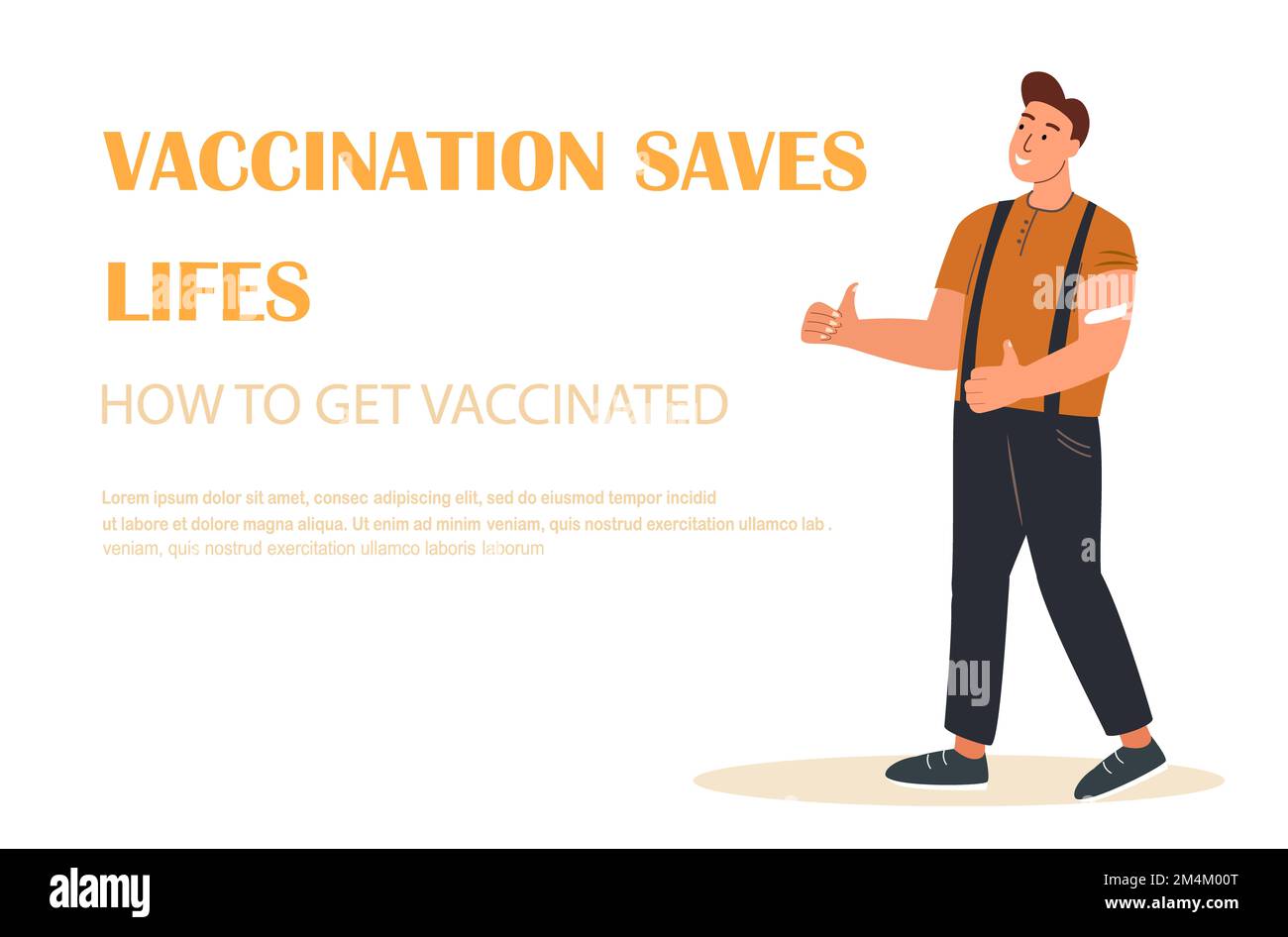 Healthy, Vaccination Landing Page Template.Vaccinated Happy Man Show Ok ...