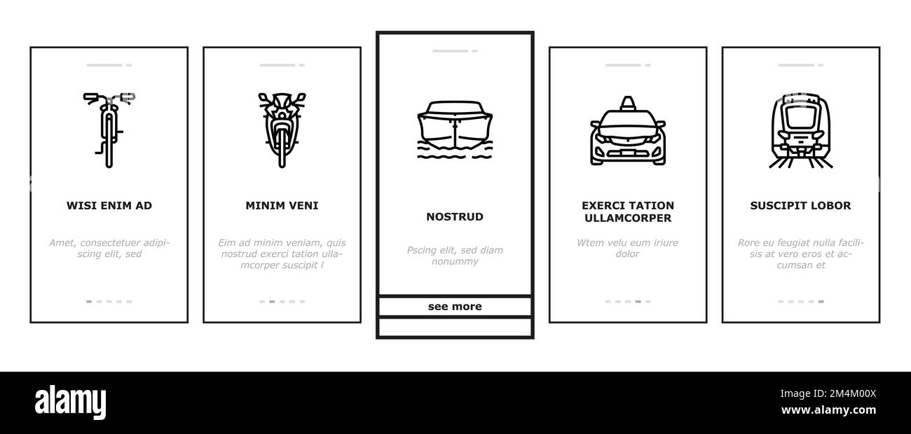 transport truck car vehicle ship onboarding icons set vector Stock ...