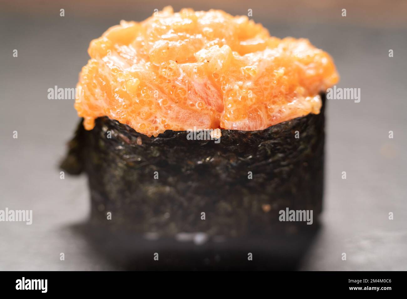 Close up of Gunkan Sushi. Gunkan Maki Sushi with Seafood, caviar and ...