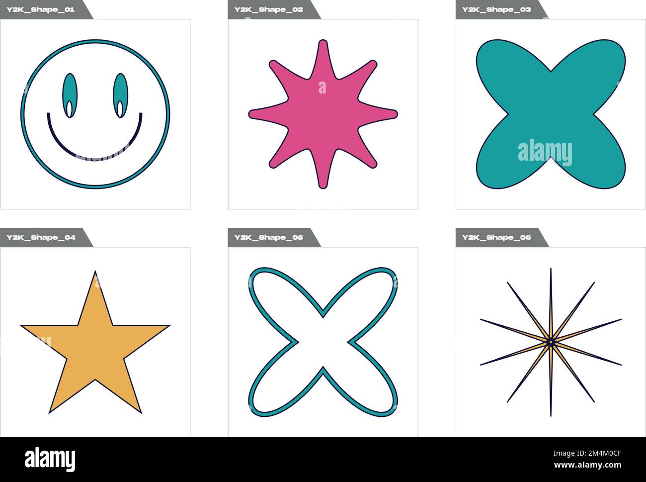 Set of Y2K style vectors of objects. Extraordinary Graphic Assets. For ...