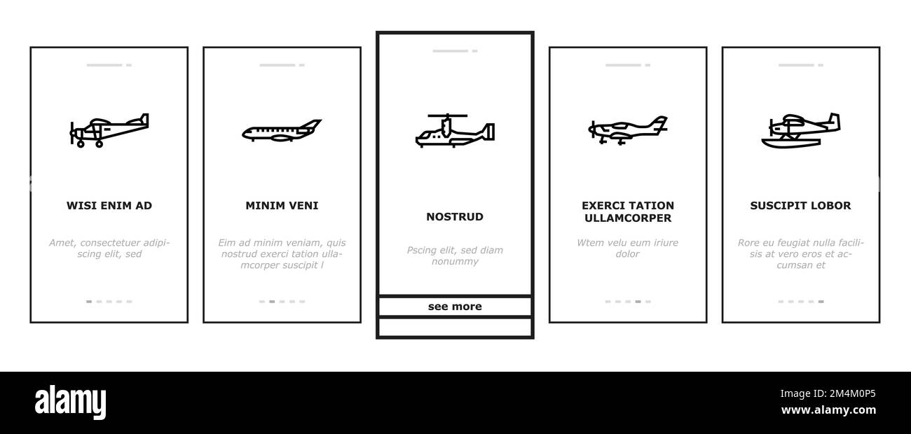 airplane aircraft plane travel onboarding icons set vector Stock Vector ...