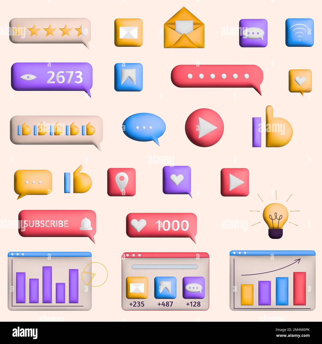 3d review SMM concept. Digital marketing campaign, announcement and ...