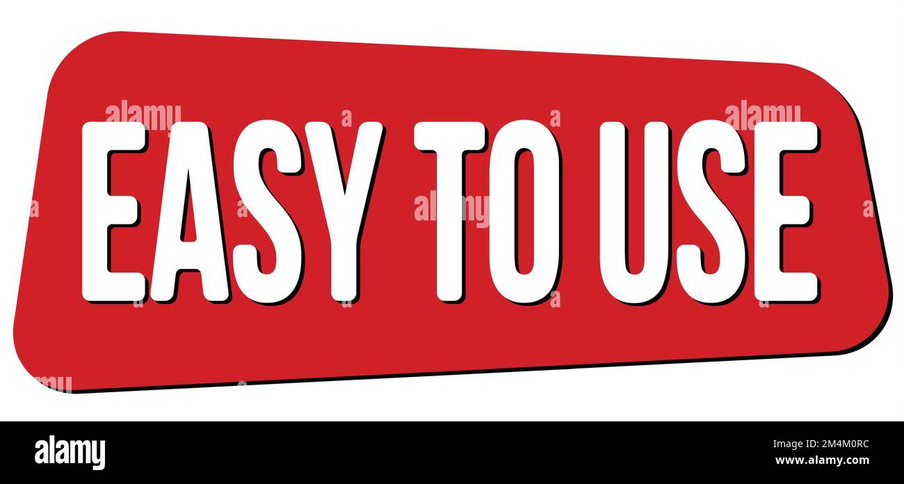 EASY TO USE text written on red trapeze stamp sign Stock Photo - Alamy