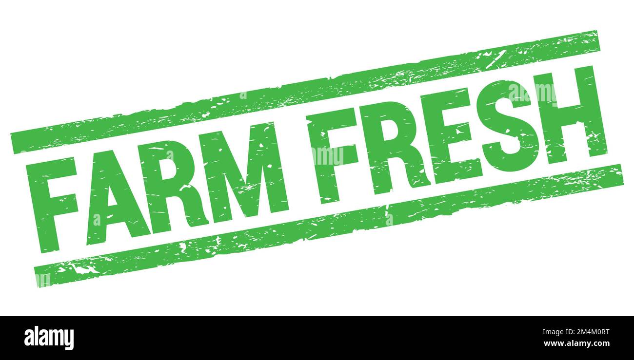 FARM FRESH text written on green rectangle stamp sign Stock Photo - Alamy