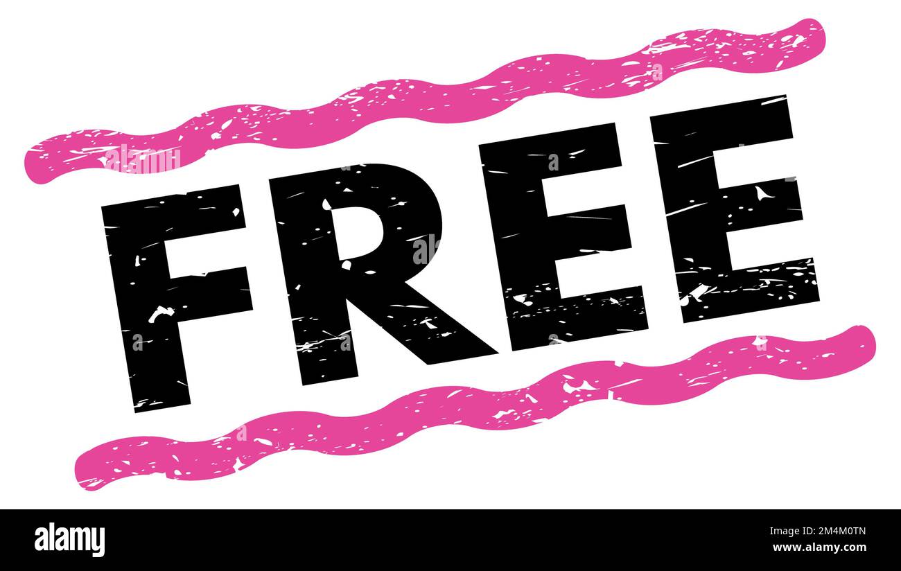 FREE text written on pink-black lines stamp sign Stock Photo - Alamy