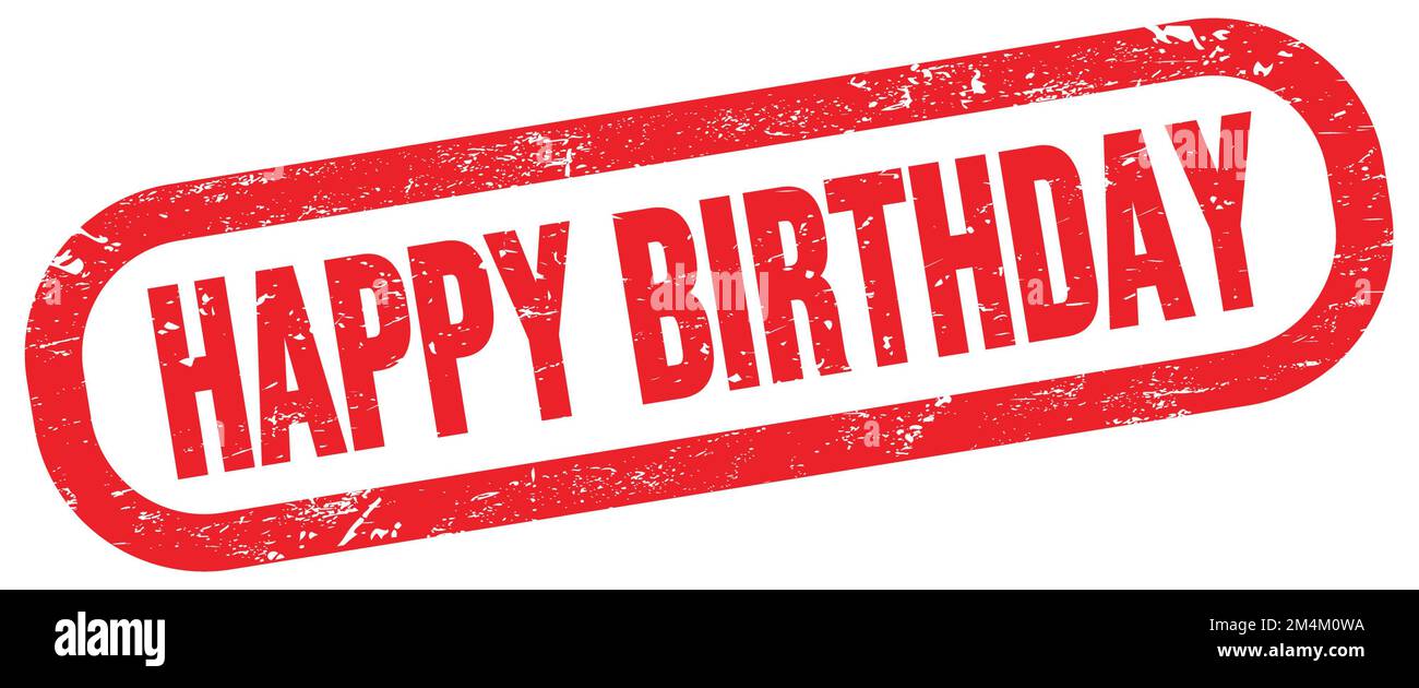 HAPPY BIRTHDAY, text on red rectangle stamp sign Stock Photo - Alamy