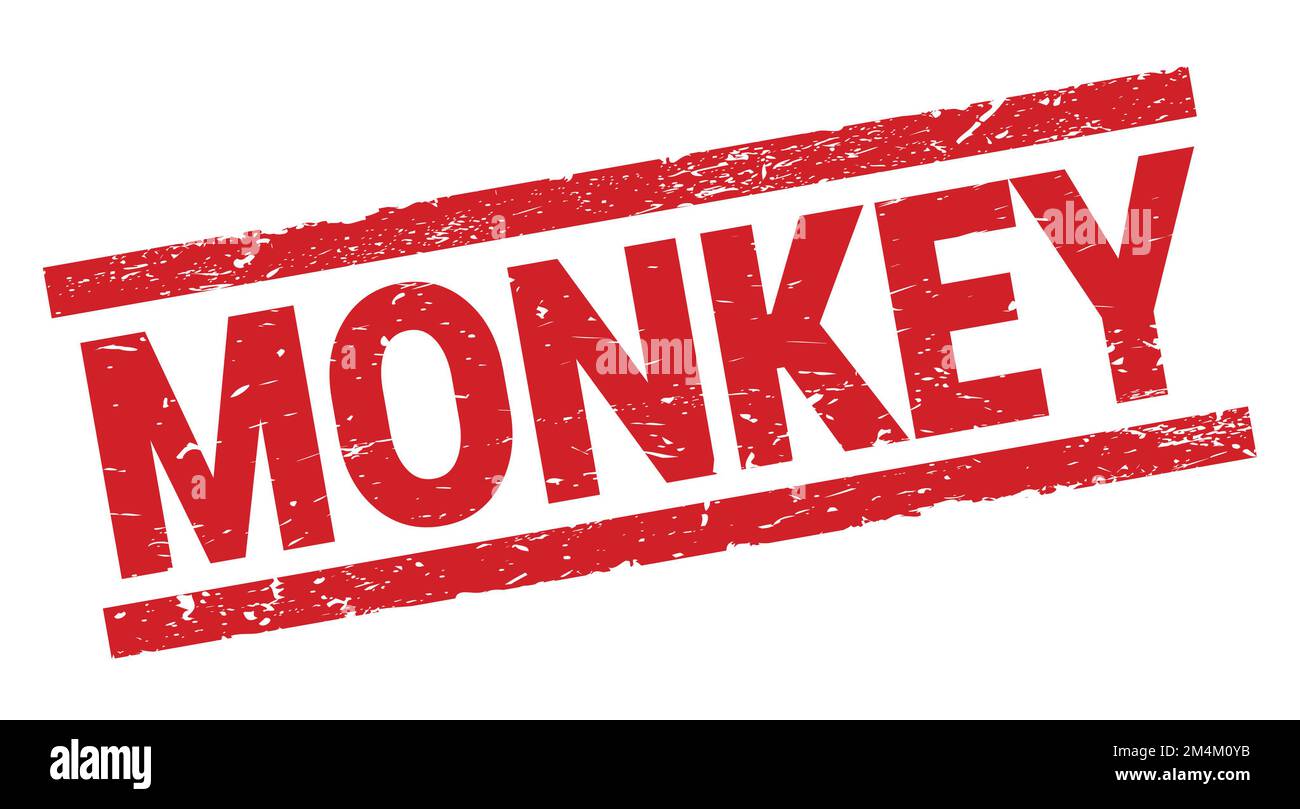MONKEY text written on red rectangle stamp sign Stock Photo - Alamy
