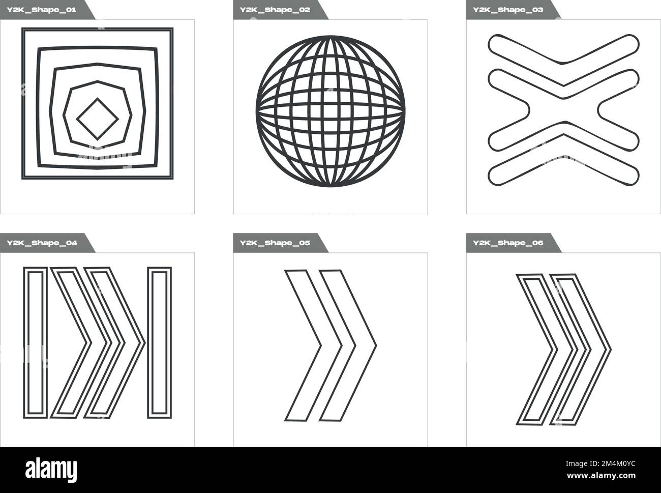Collection of Y2K elements. Extraordinary Graphic Assets. Objects in ...