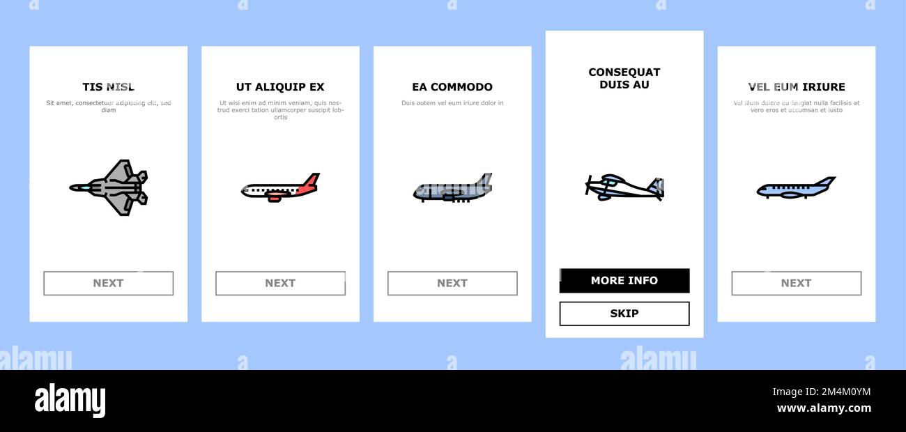 airplane aircraft plane travel onboarding icons set vector Stock Vector ...