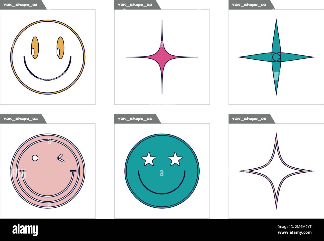 Retro futuristic elements for design. Big collection of abstract ...