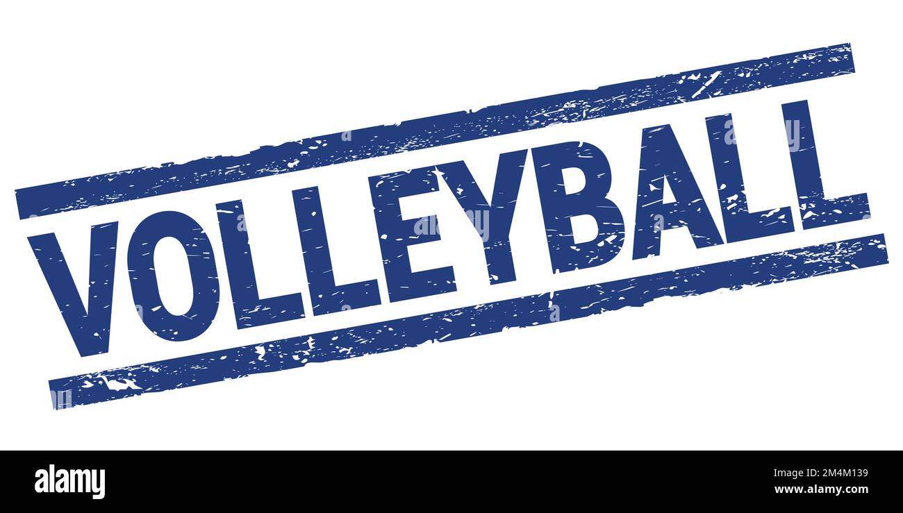 VOLLEYBALL text written on blue rectangle stamp sign Stock Photo - Alamy