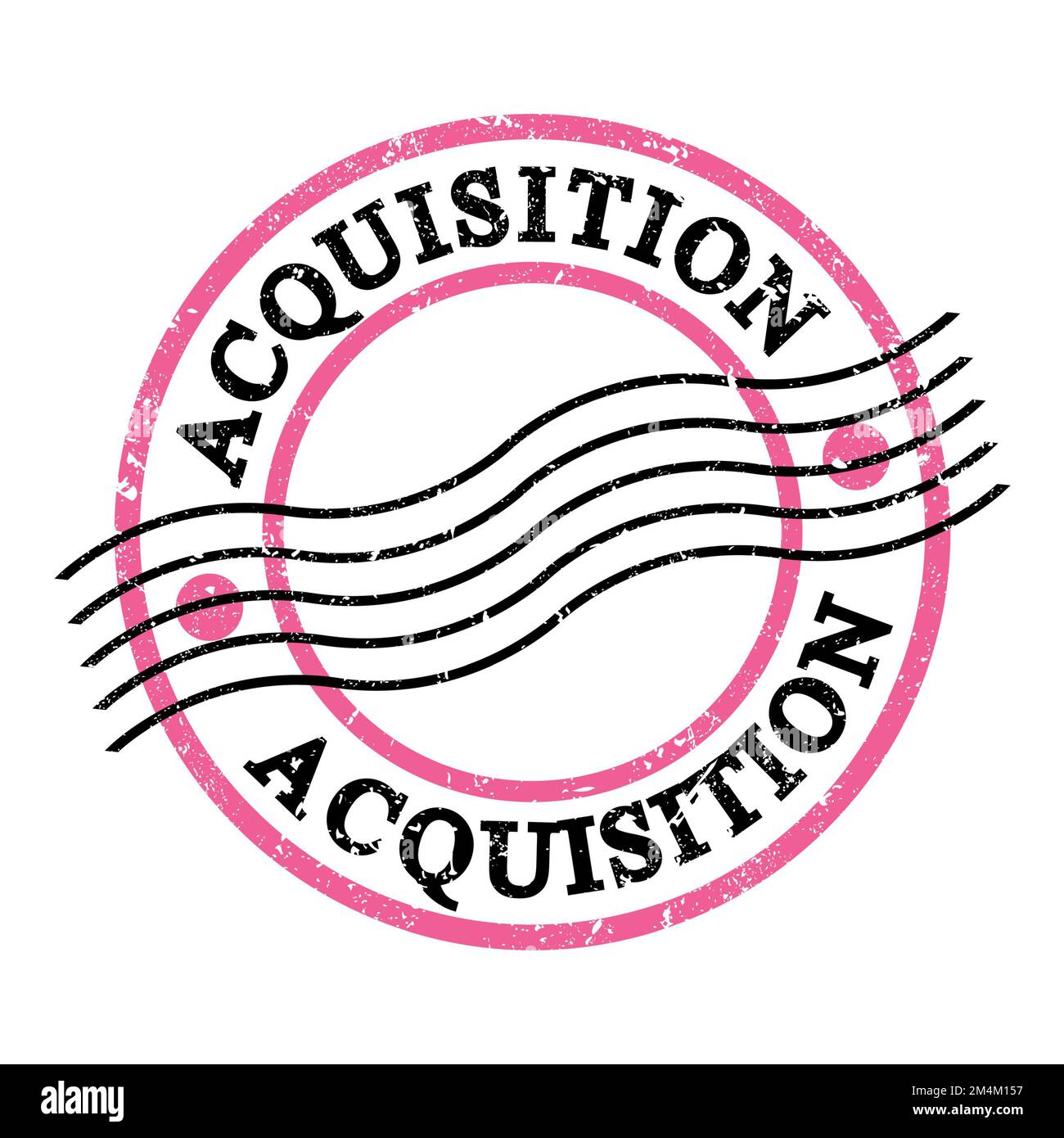 ACQUISITION, text written on pink-black grungy postal stamp Stock Photo ...
