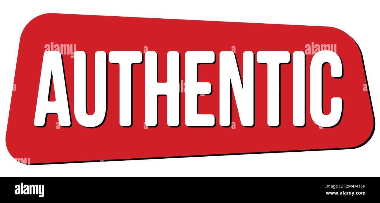 AUTHENTIC text written on red trapeze stamp sign Stock Photo - Alamy