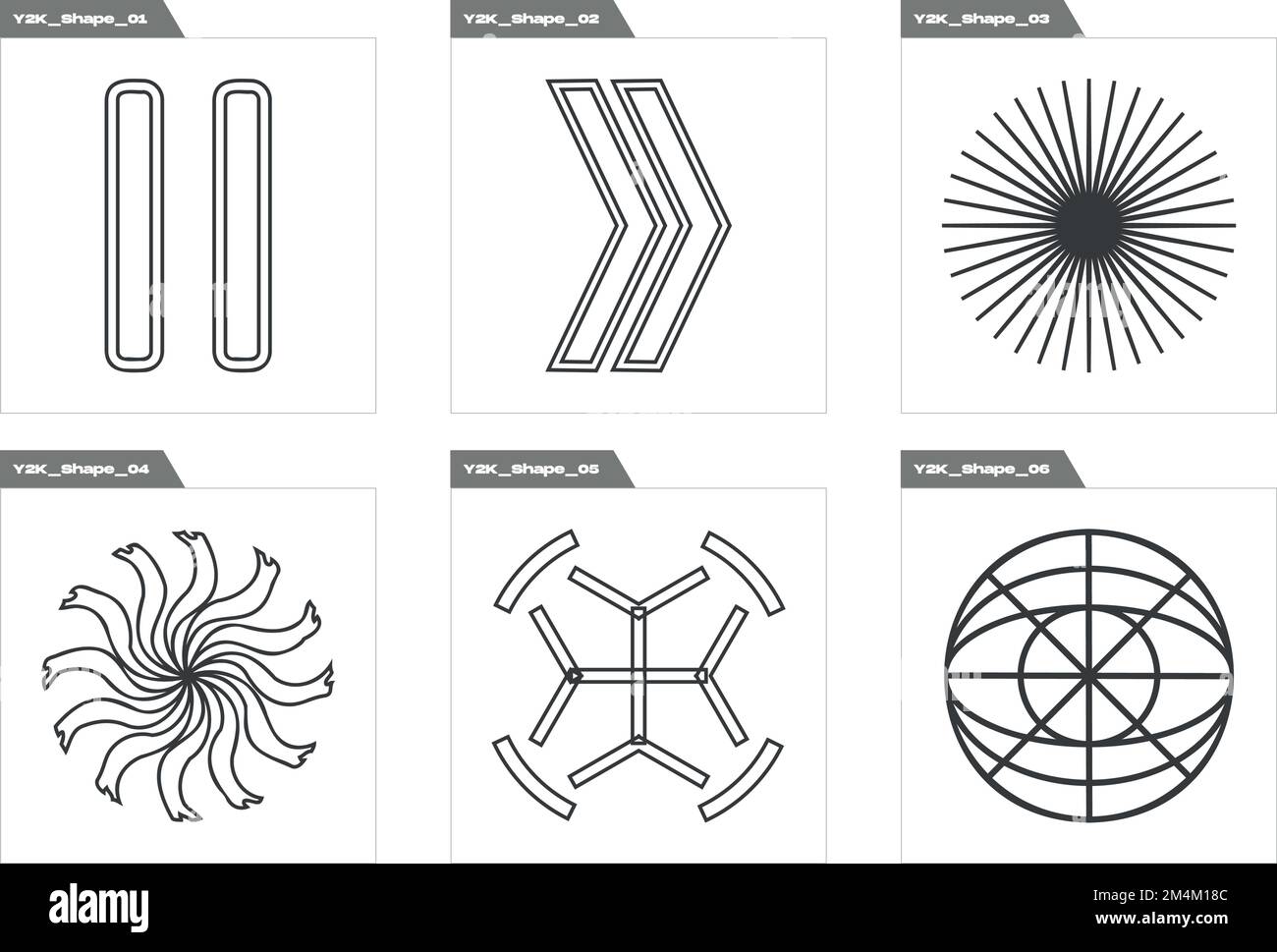 Vector set of Y2K. Retro futuristic graphic ornaments. For modern T-shirts designed Stock Vector ...