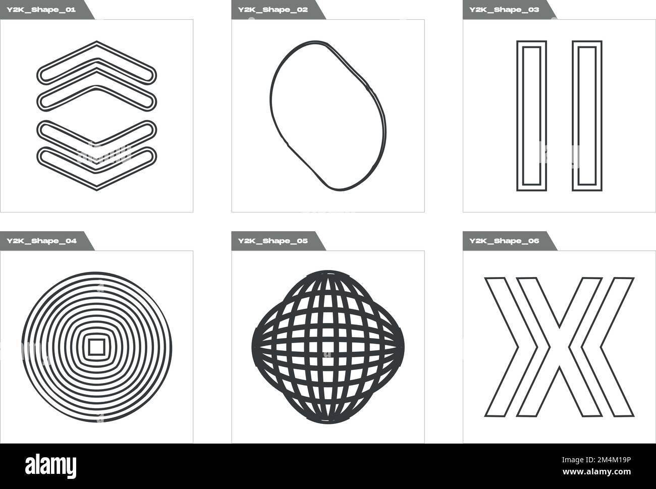 Vector set of Y2K. Rave psychedelic retro futuristic set. Elements for graphic decoration Stock ...