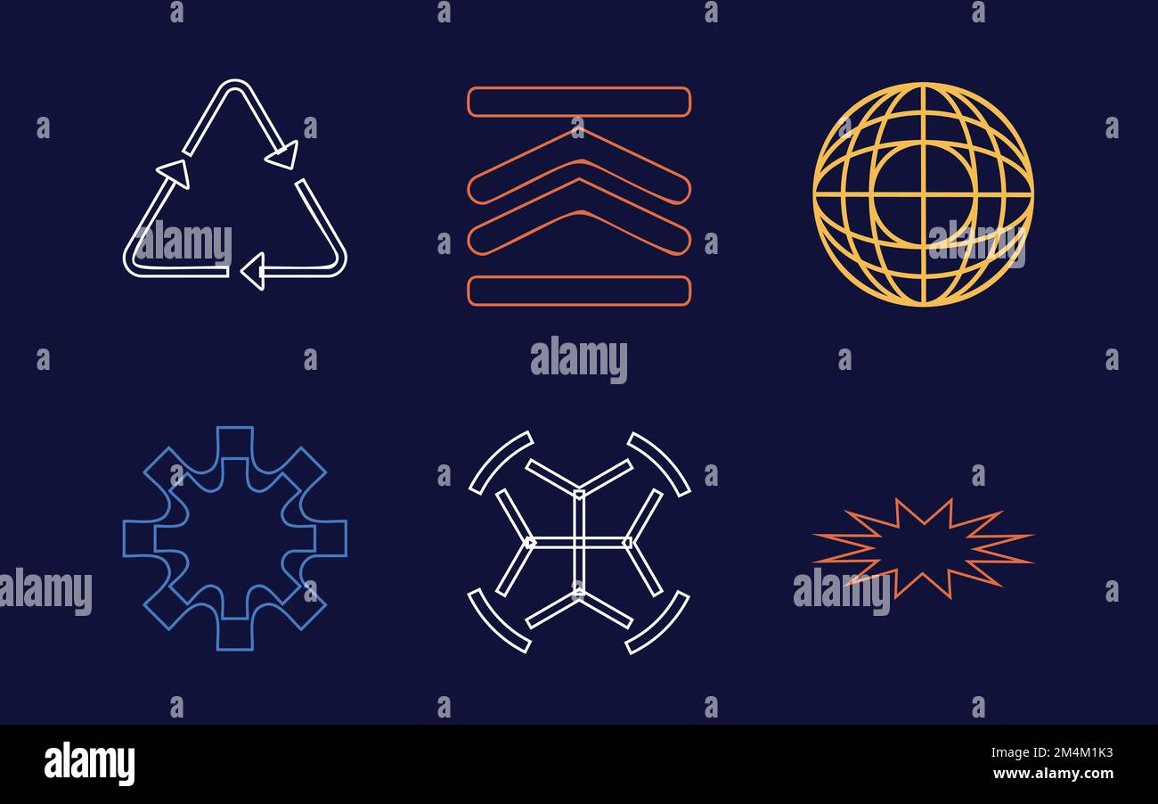 Retro futuristic elements for design. Trendy geometric postmodern ...