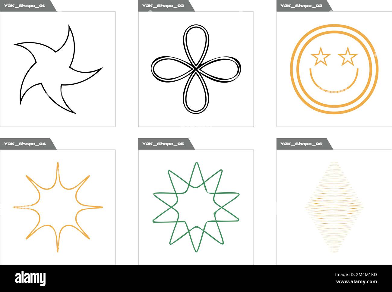 Vector set of Y2K. Retro futuristic graphic ornaments. Flat minimalist icons Stock Vector Image ...