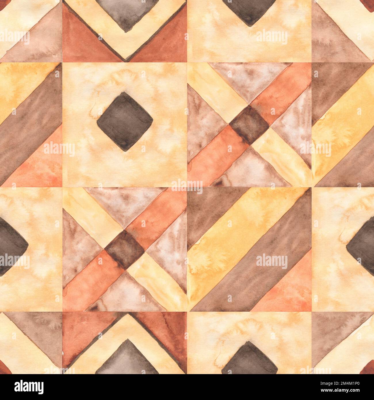 Watercolor seamless tile pattern, vintage Boho Tile illustration ...