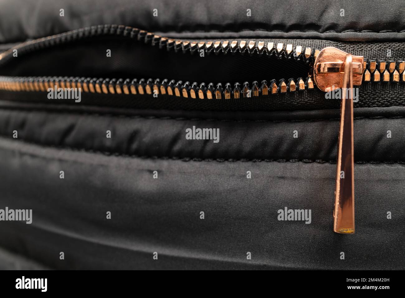 close-up shot of a fragment of a zipper lock. open zipper lock. zipper ...