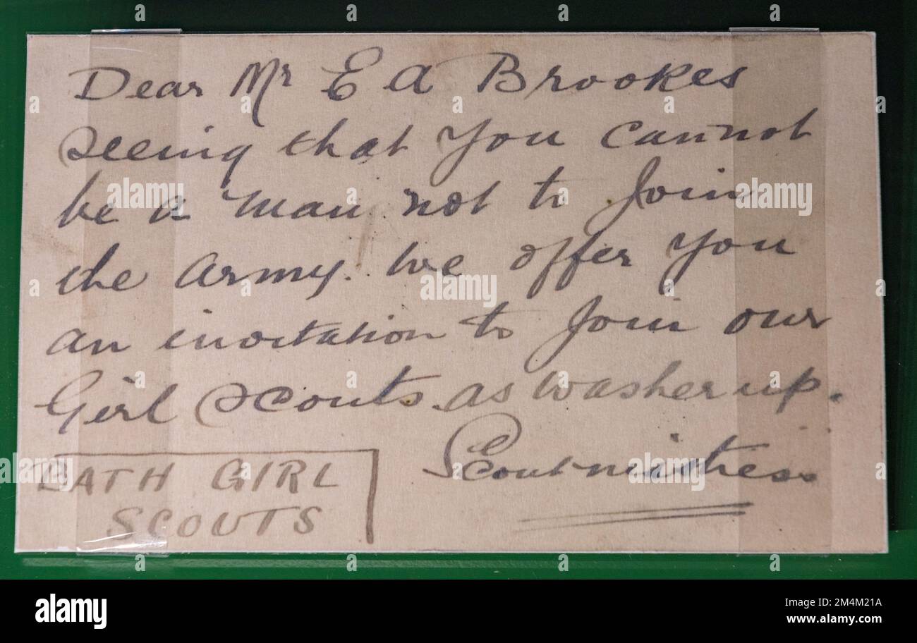 A sarcastic letter sent to a man who had not joined up to the Army ...