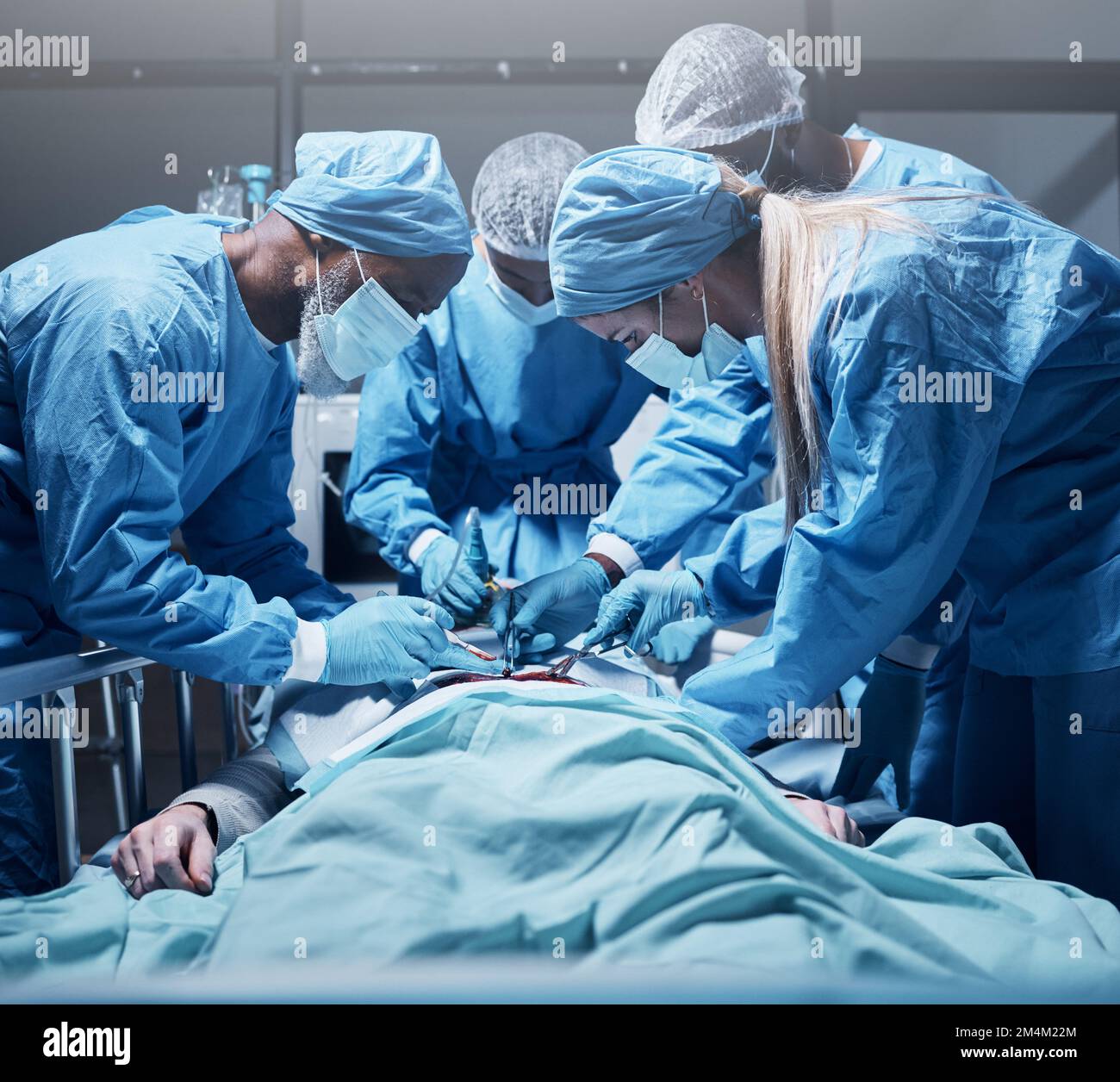 Doctors, surgery and collaboration with a medicine team in scrubs ...