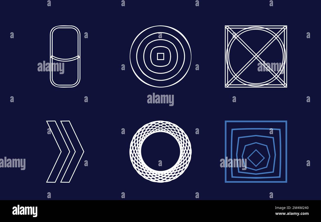 Vector set of Y2K. Retro futuristic graphic ornaments. Modern abstract forms Stock Vector Image ...