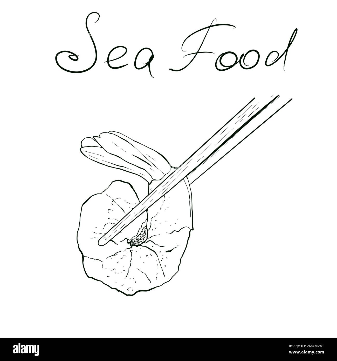 Shrimp hand drawing illustration. Isolated on white background. Seafood ...