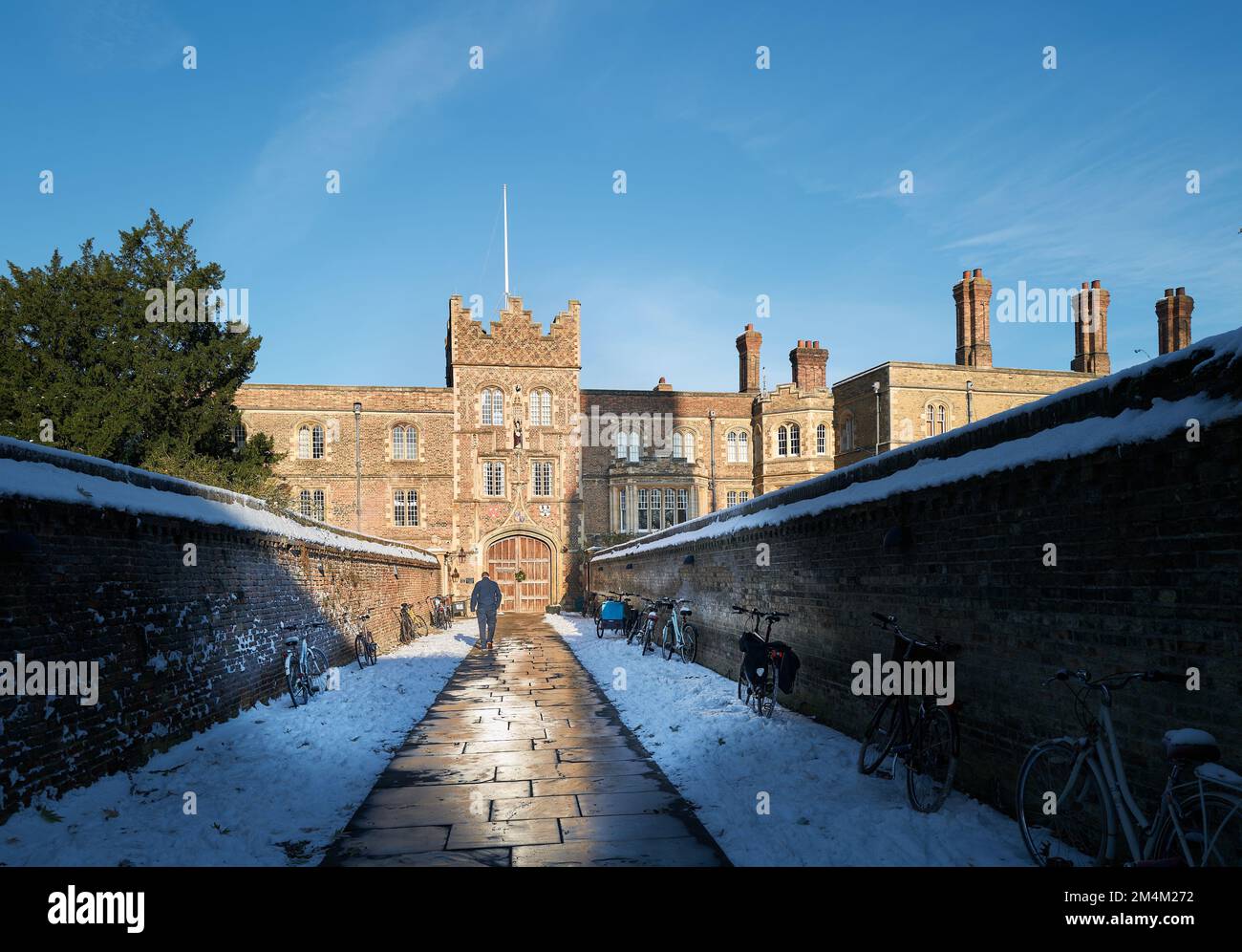 Entrance pathway to Jesus college, university of Cambridge, England, on ...