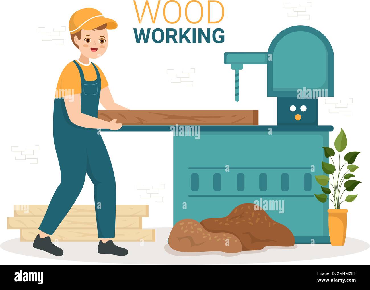 Woodworking with Wood Cutting by Modern Craftsman and Worker using ...