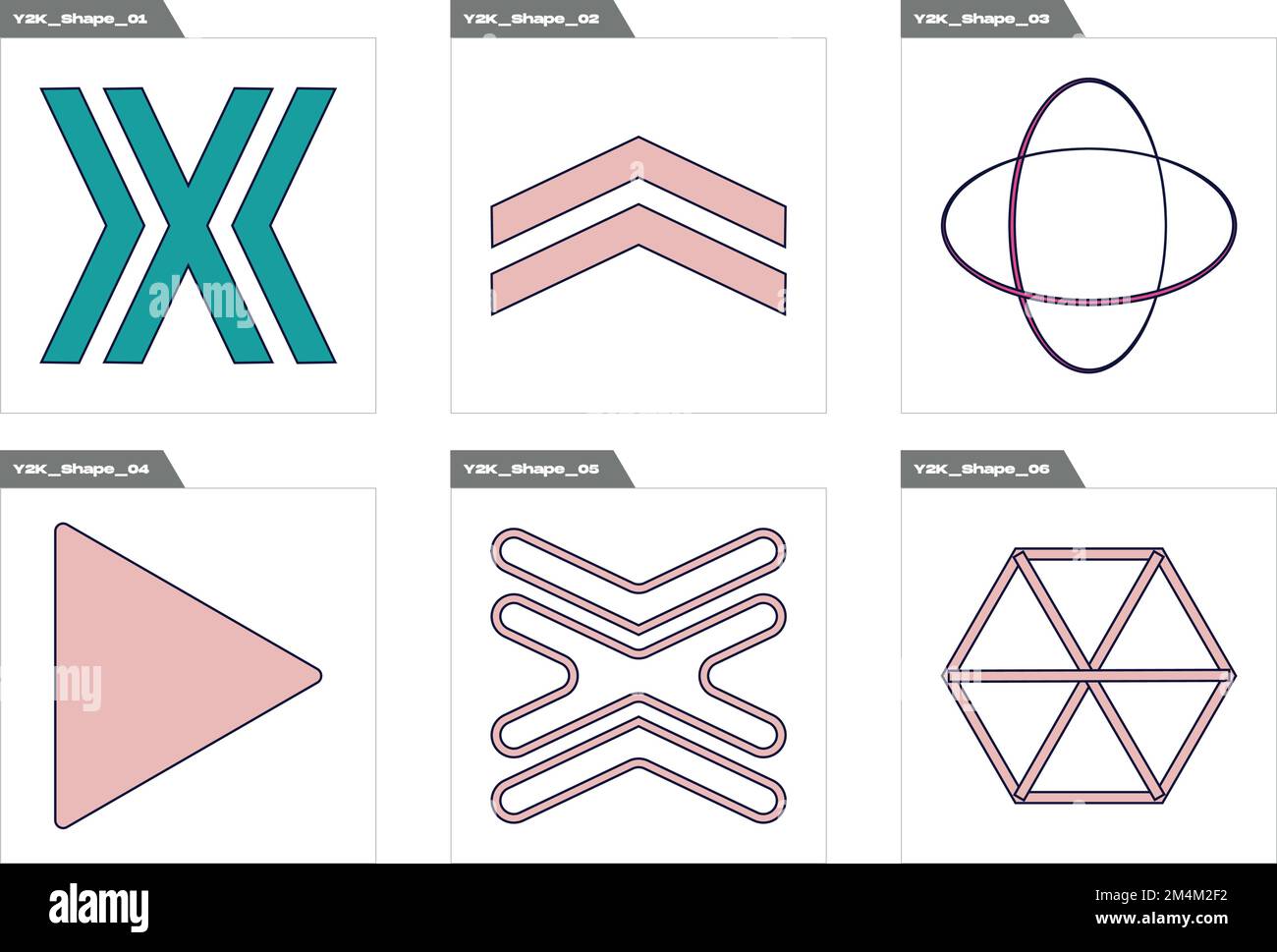 Retro futuristic elements for design. Trendy geometric postmodern ...