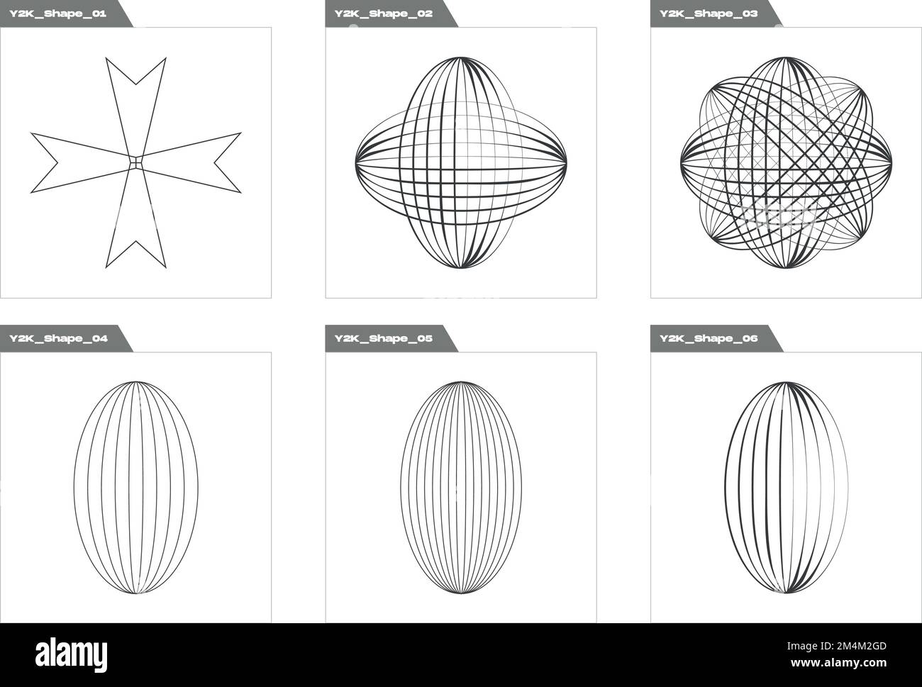 Retro futuristic elements for design. Trendy geometric postmodern ...