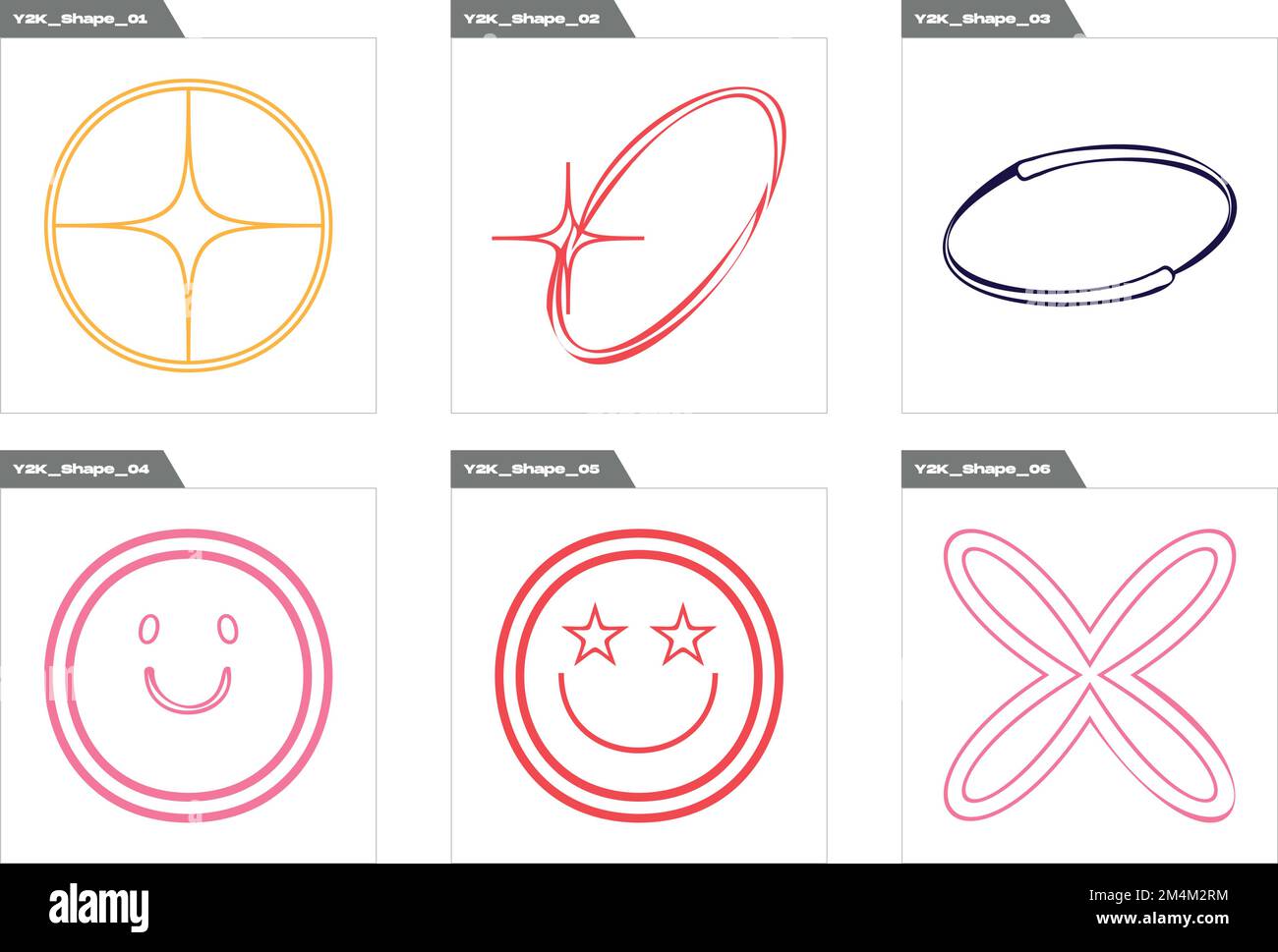 Vector set of Y2K. Extraordinary Graphic Assets. Templates for notes ...