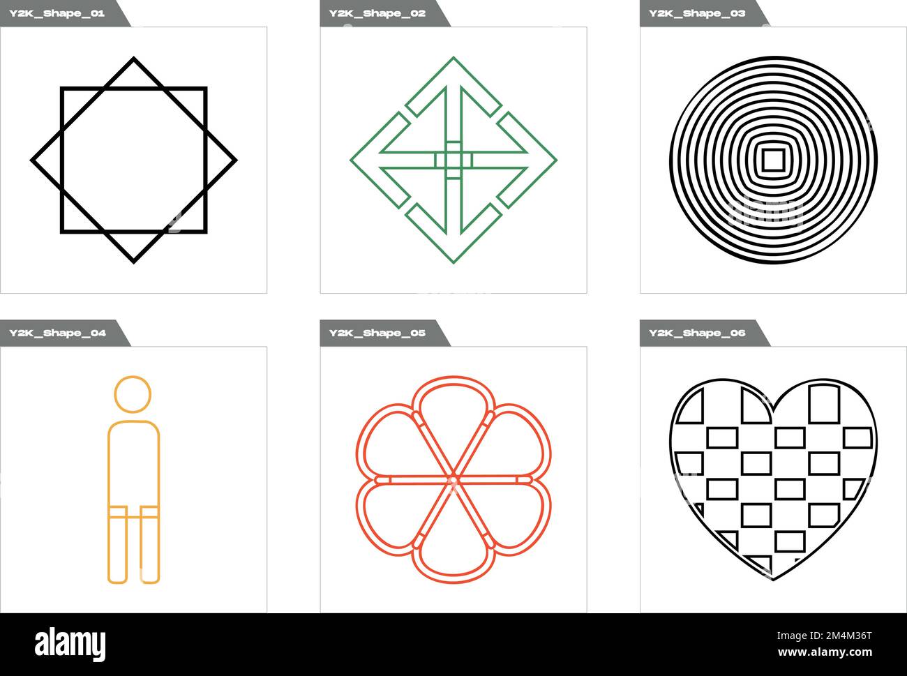 Vector set of Y2K. Retro futuristic graphic ornaments. Modern abstract forms Stock Vector Image ...