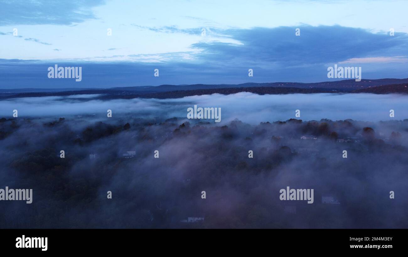 An aerial long exposure view of the fog Stock Photo - Alamy
