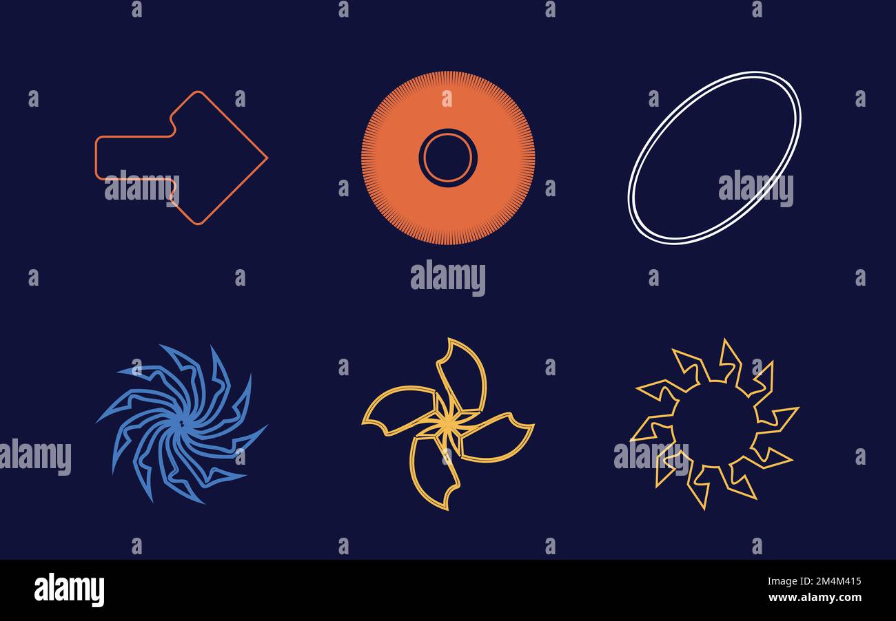 Retro futuristic elements for design. Rave psychedelic retro futuristic ...