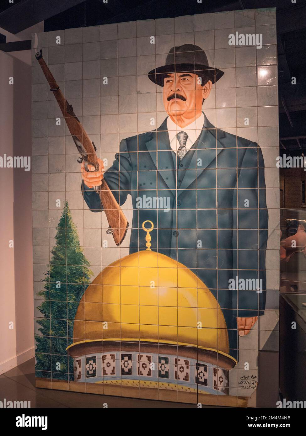 A tiled mosaic of Saddam Hussein taken from a wall at the port of Umm ...
