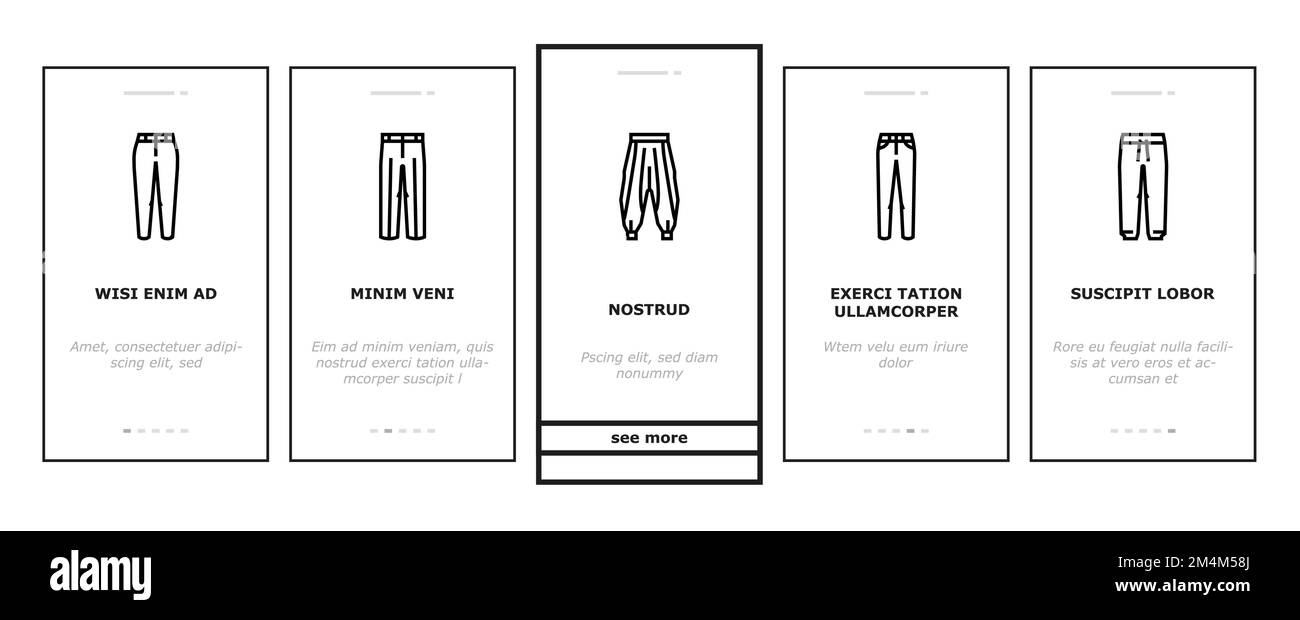 pants fashion clothes apparel onboarding icons set vector Stock Vector ...