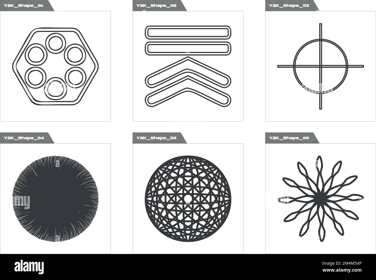 Vector Graphic Assets Set. Retro futuristic graphic ornaments. For ...