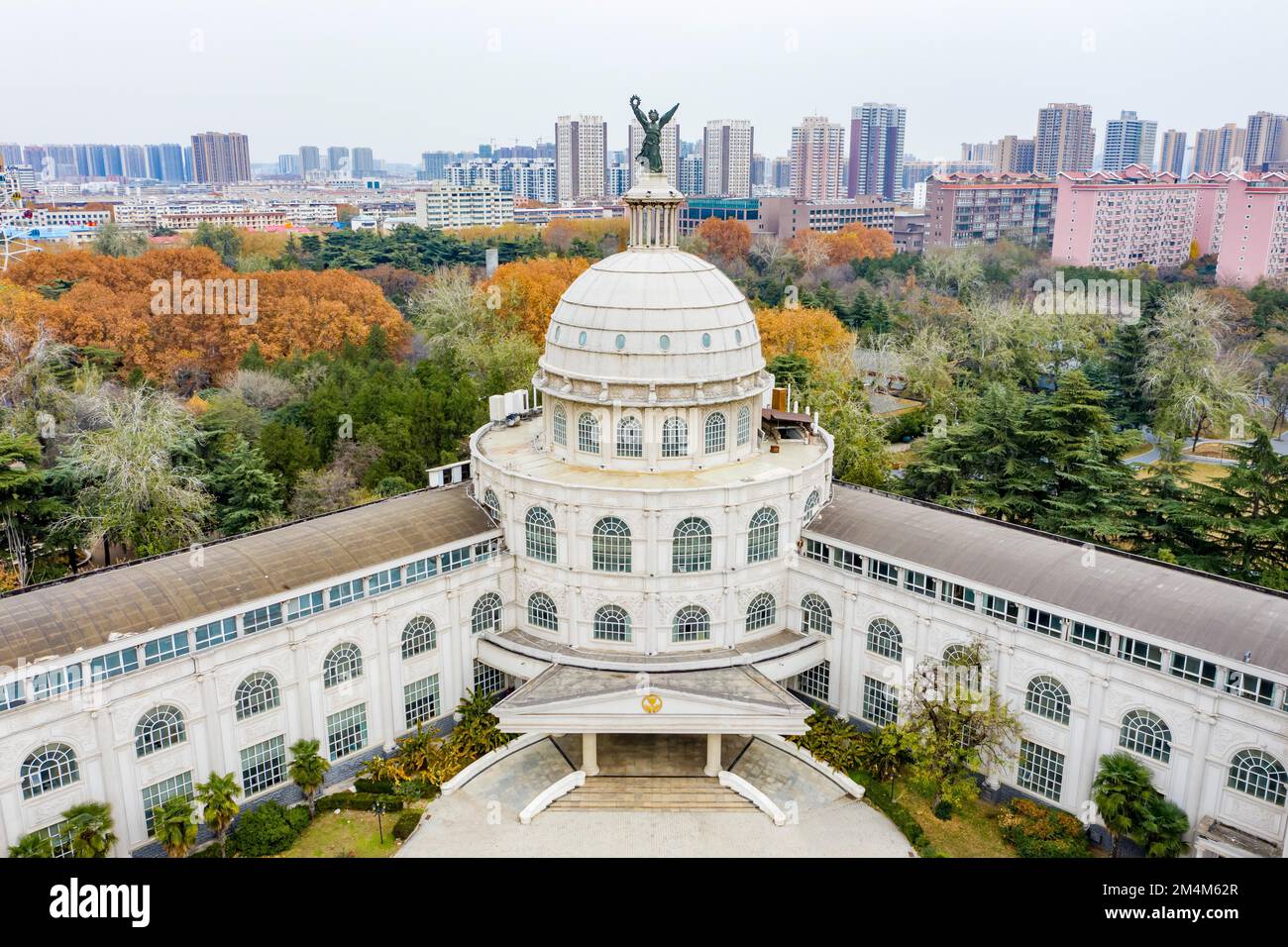 Aerial photo shows a hotel building in Zhengzhou City, central China's ...