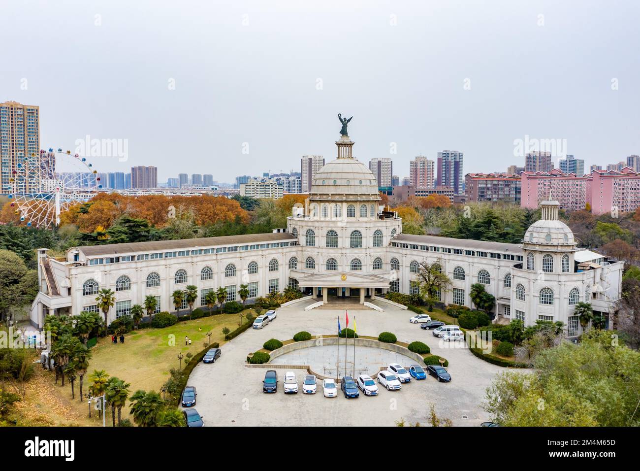 Aerial photo shows a hotel building in Zhengzhou City, central China's ...