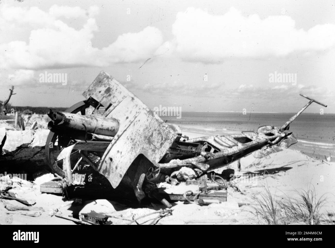 War Wrecks Litter Normandy Beach. Photographs of Marshall Plan Programs ...