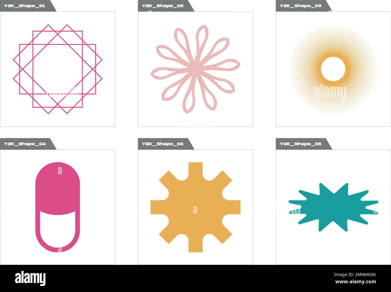 Collection of Y2K elements. Extraordinary Graphic Assets. Templates for ...