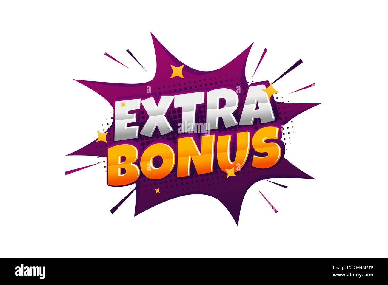 Extra Bonus typography text style with comic effect Stock Photo - Alamy