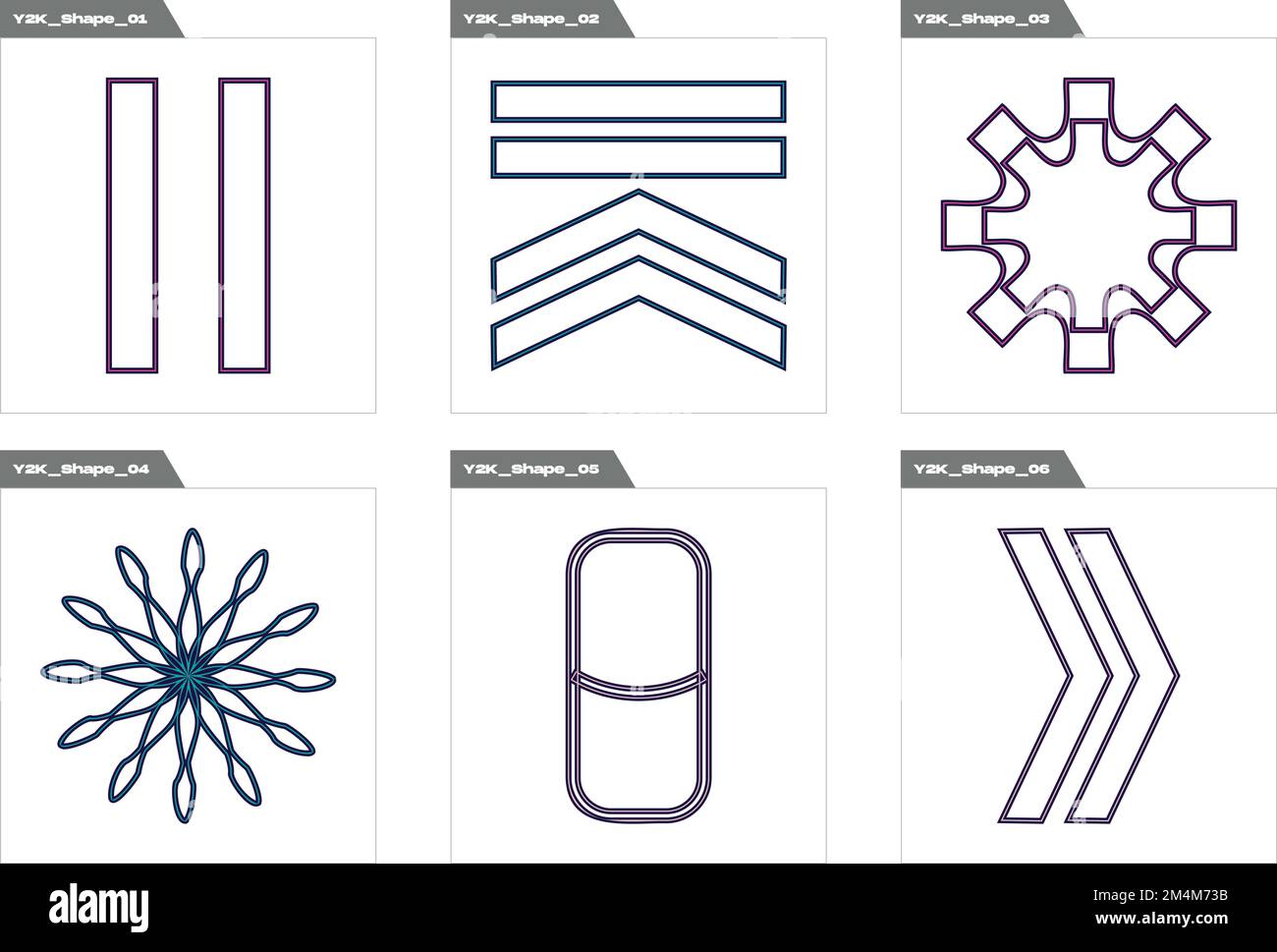 Set of Y2K style vectors of objects. Retro futuristic graphic ornaments ...