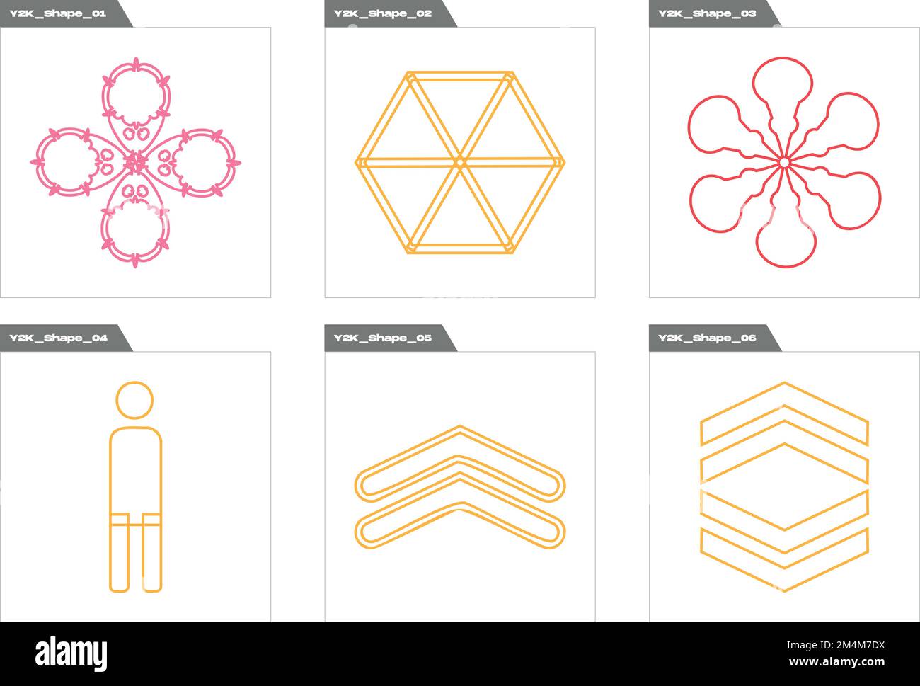 Collection of Y2K elements. Large set of retro objects for design. Objects in y2k style Stock ...