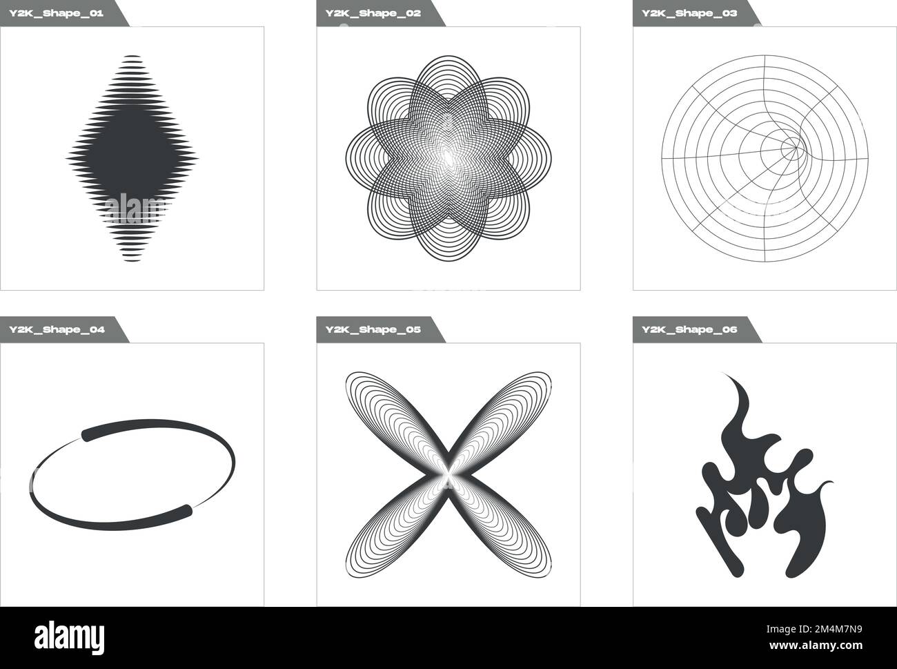 Retro futuristic elements for design. Brutalism star and flower shapes ...