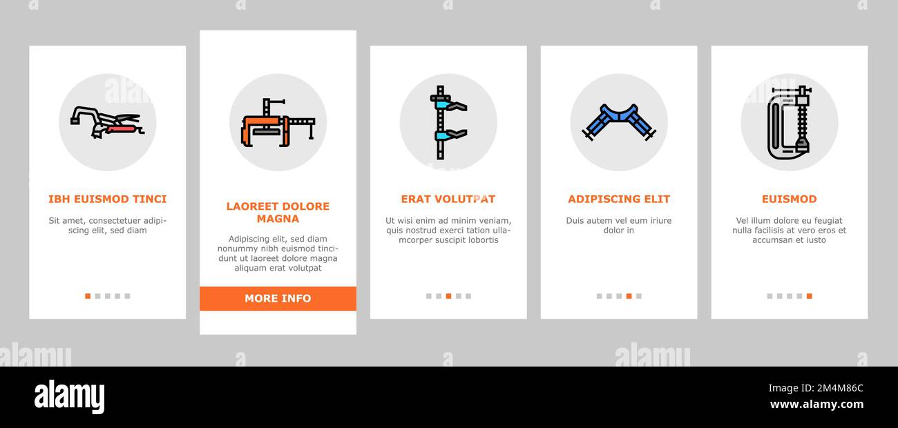 clamp vice grip tool metal onboarding icons set vector Stock Vector ...